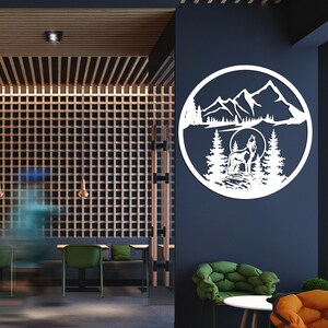 Metal Wolf & Mountain Wall Art, Wolf Art, Wolf Wall Decor, Metal Wolf ...