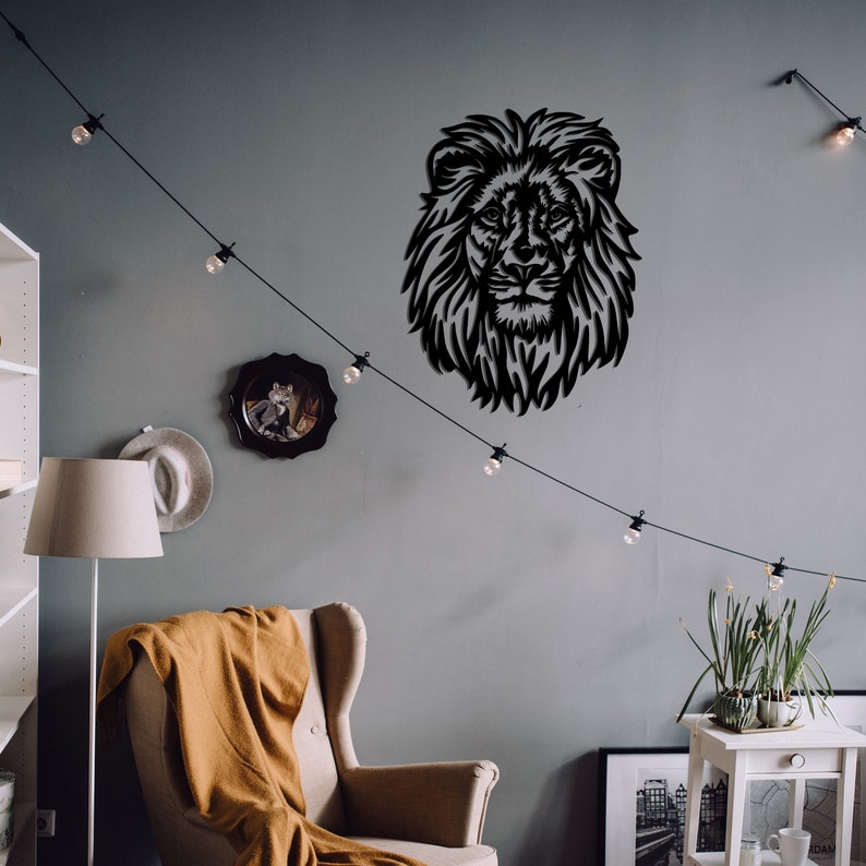 Lion Head Metal Wall Art, Metal Wall Sign, Metal Wall Hangings, Office ...