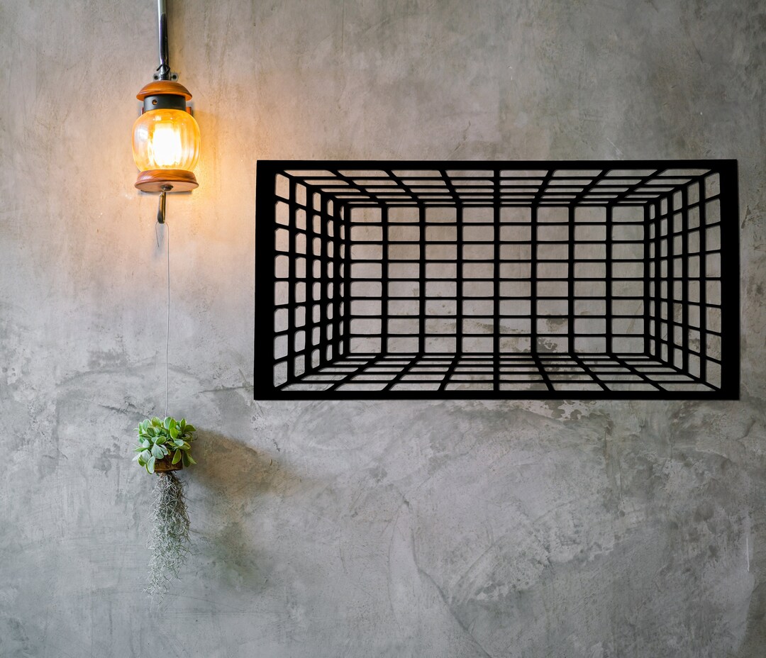 3D Illusion Abstract Metal Wall Decor Art , Geometric Wall Decor, Home ...