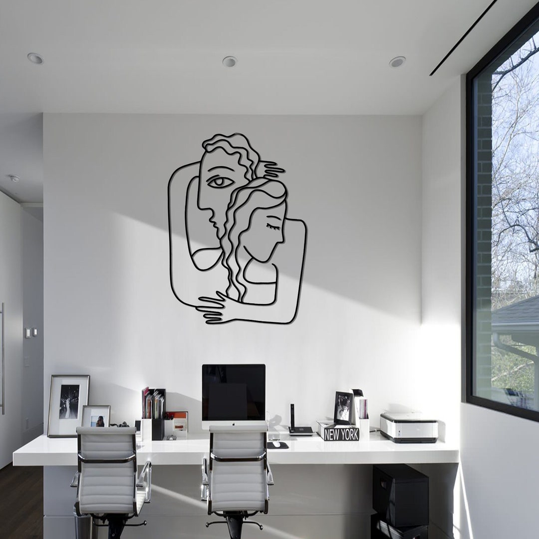 Couple Line Art, Modern Metal Line Art Wall Sculpture, Minimalist Art ...