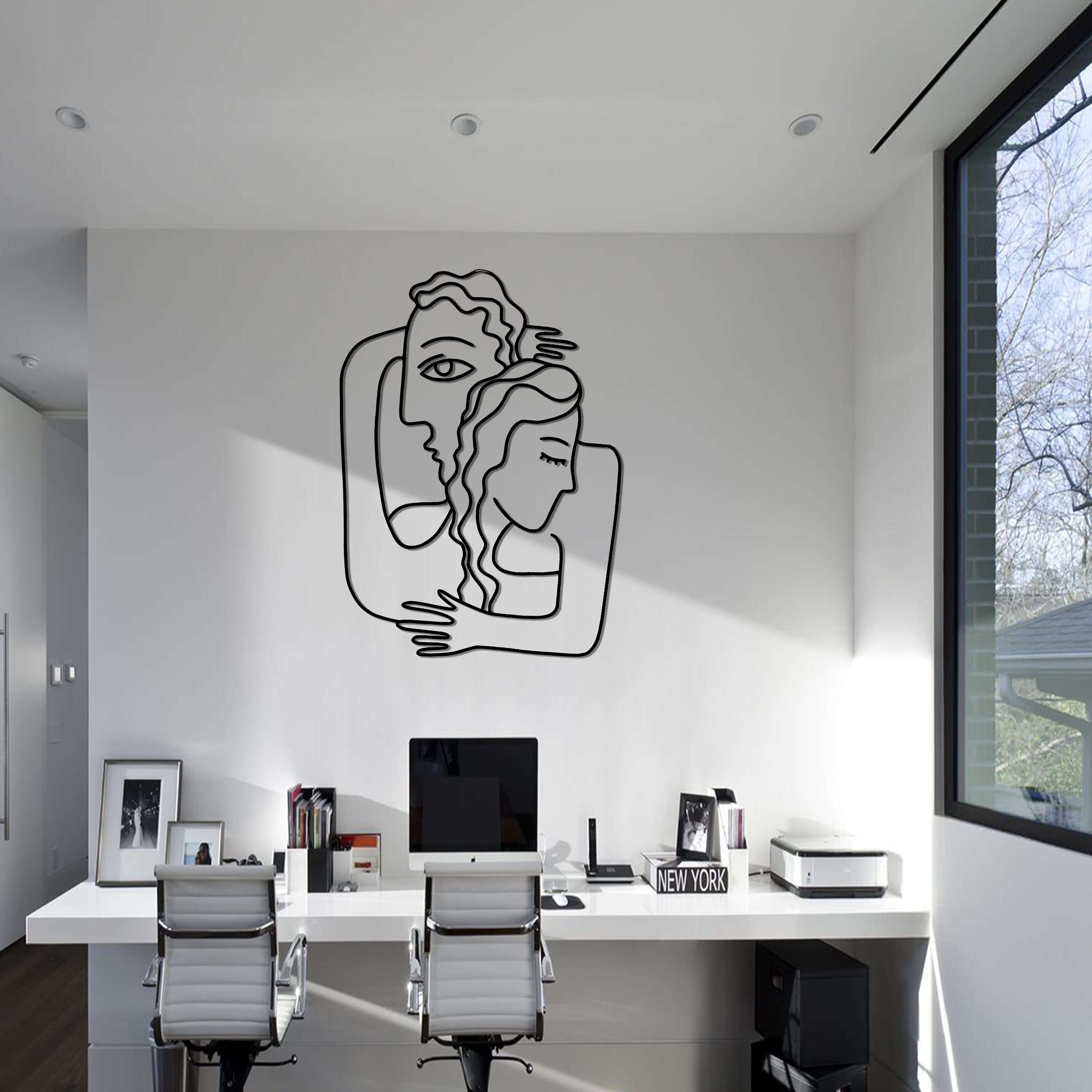 Couple Line Art Modern Metal Line Art Wall Sculpture | Etsy