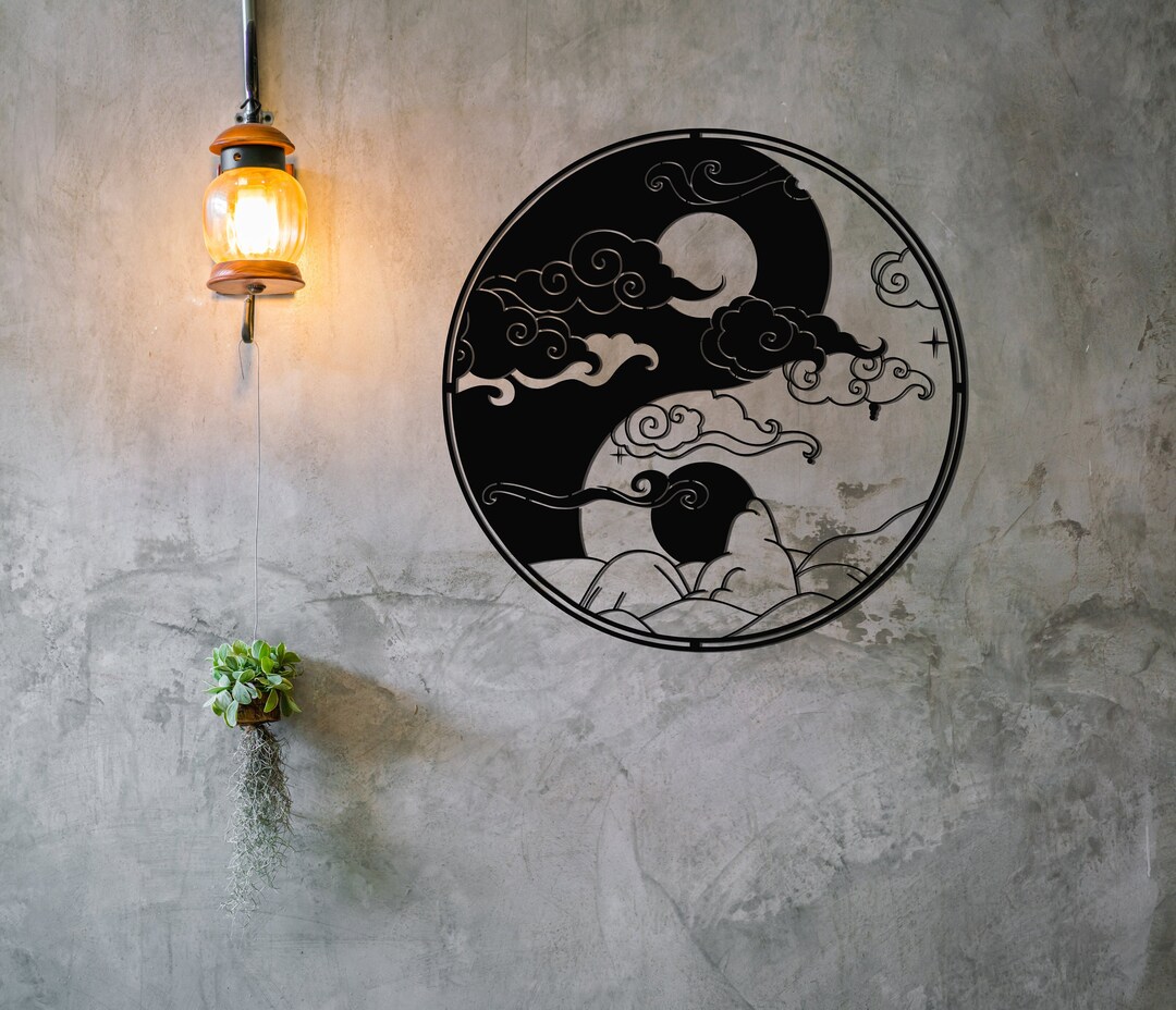 Yin Yang Night and Day Metal Wall Decor, Sun & Moon Metal Wall Decor ...