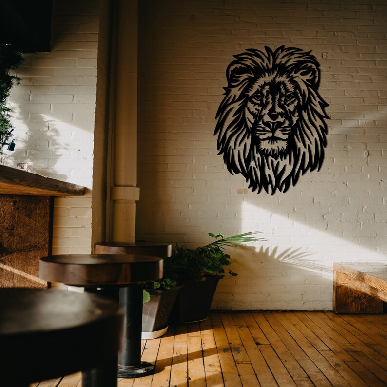 Lion Head Metal Wall Art, Metal Wall Sign, Metal Wall Hangings, Office ...
