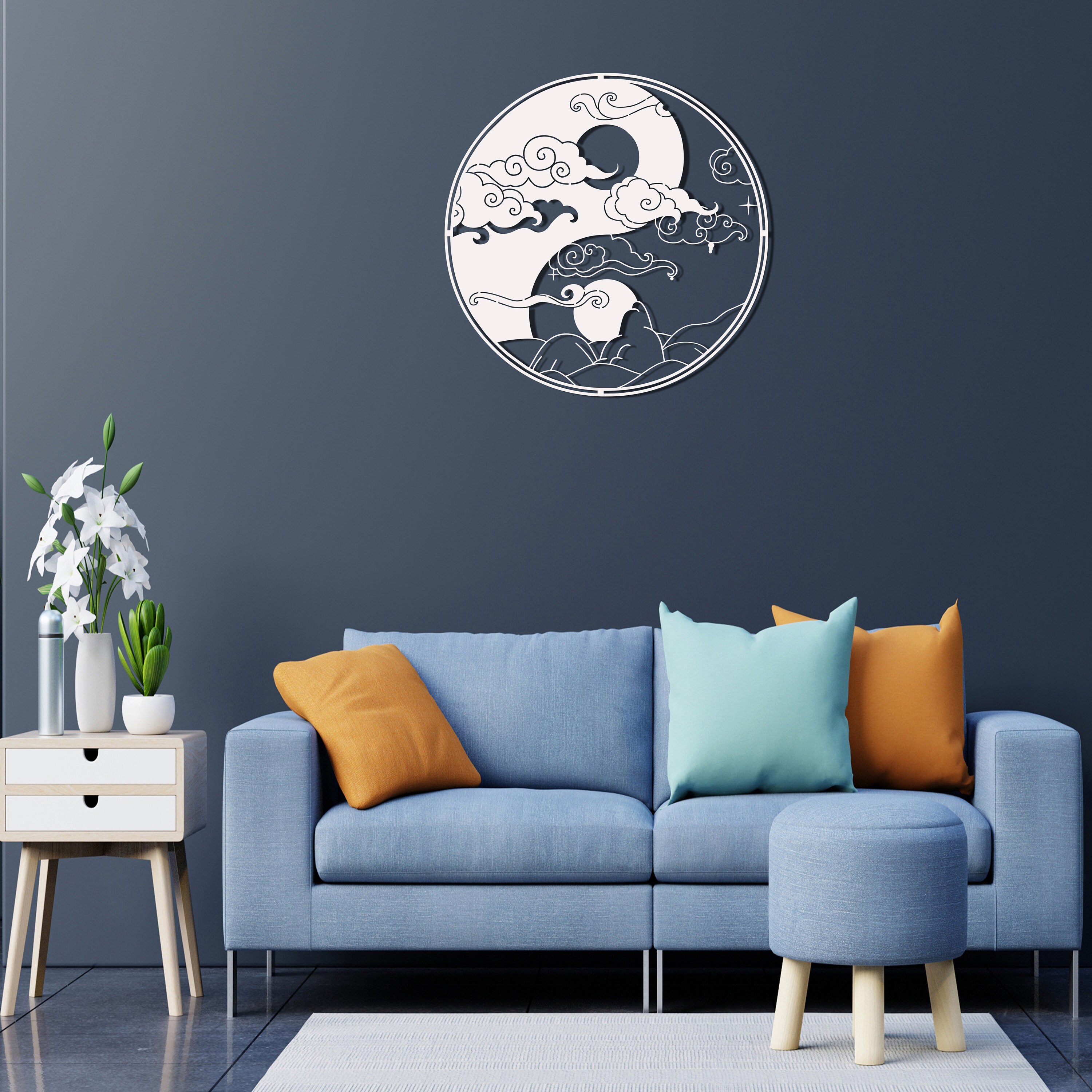 Yin Yang Night and Day Metal Wall Decor Sun & Moon Metal Wall | Etsy
