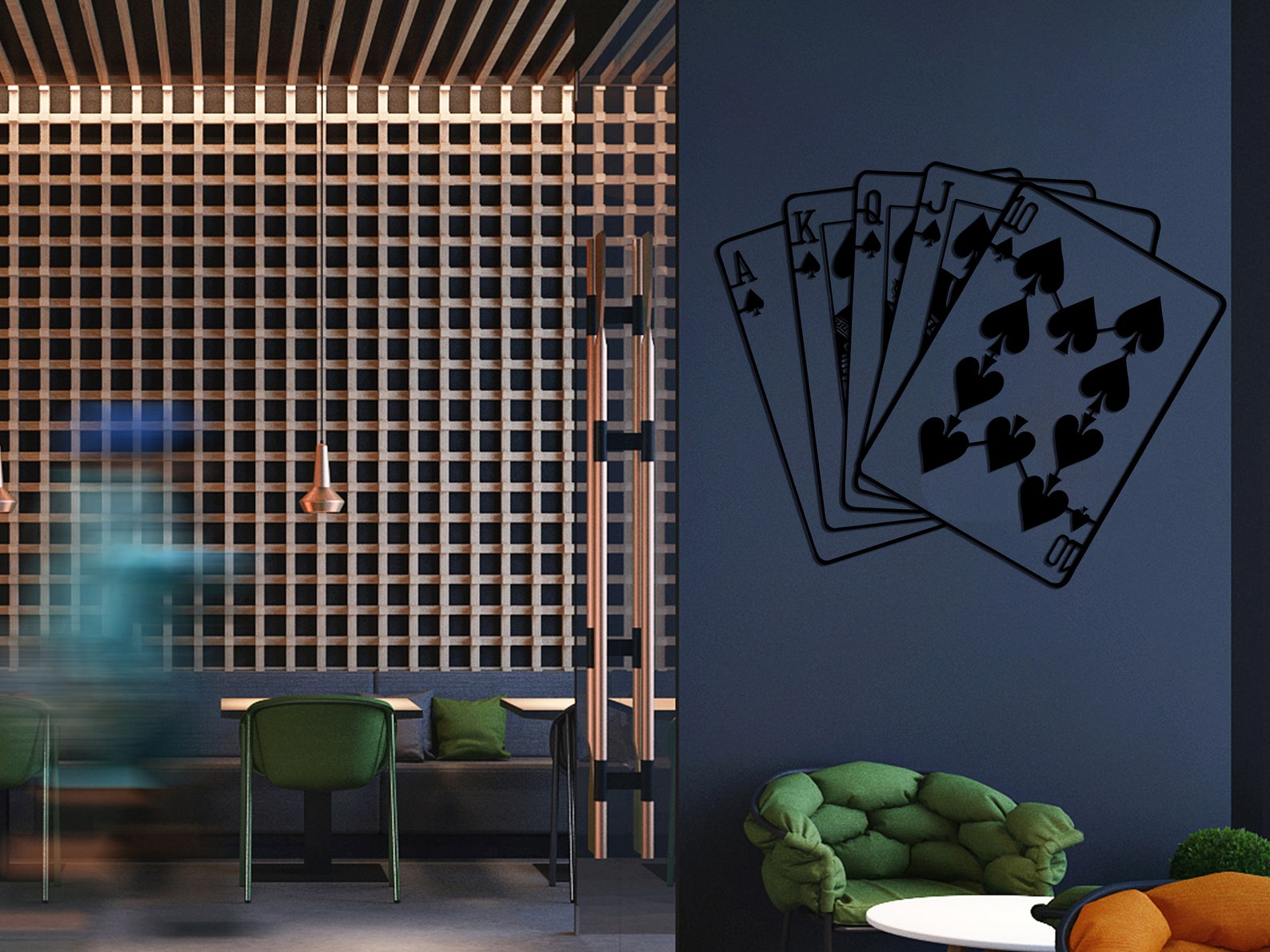 Poker Wall Art, Gift for Gamer, Royal Flush Metal Wall Art, Wall Art ...