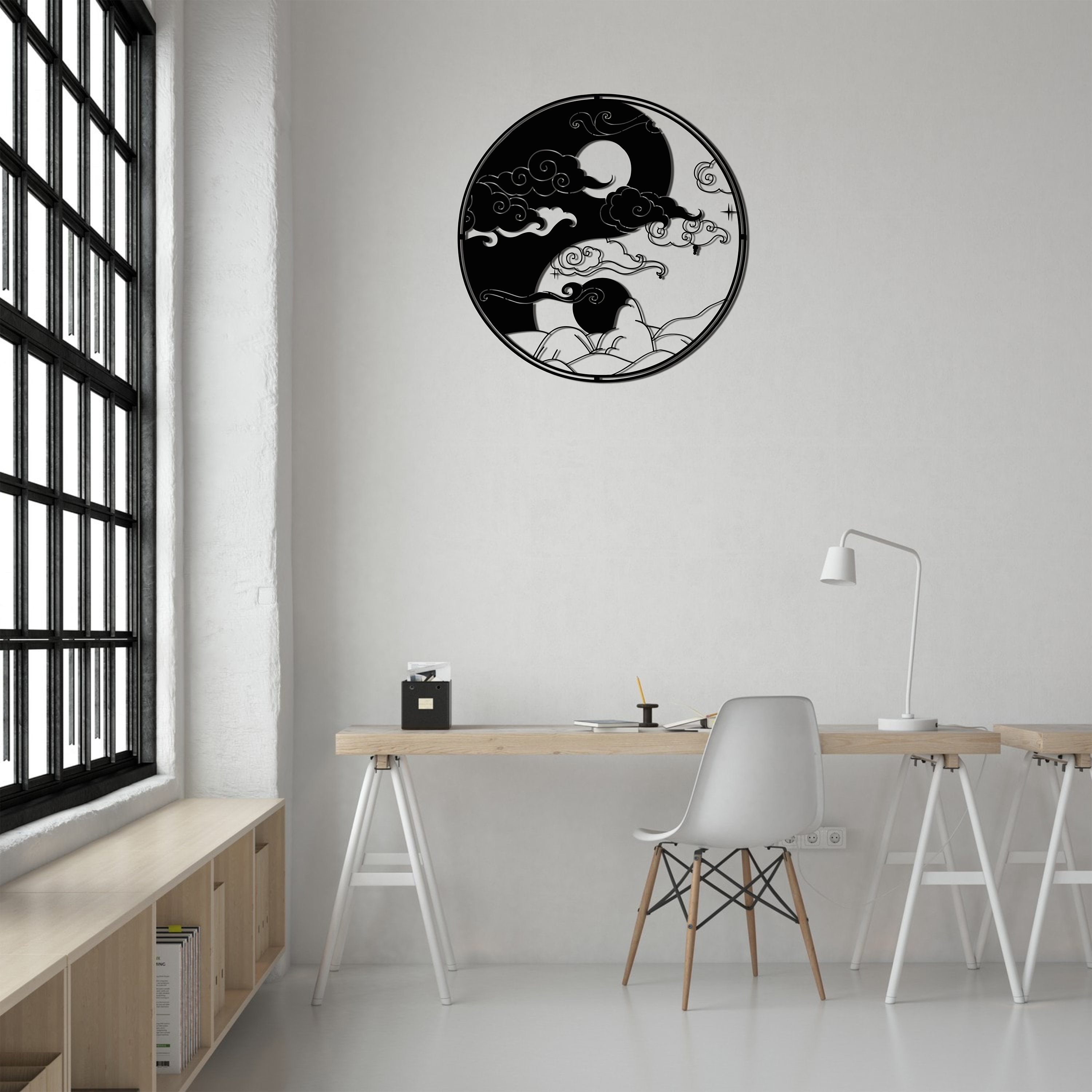 Yin Yang Night and Day Metal Wall Decor Sun & Moon Metal Wall | Etsy