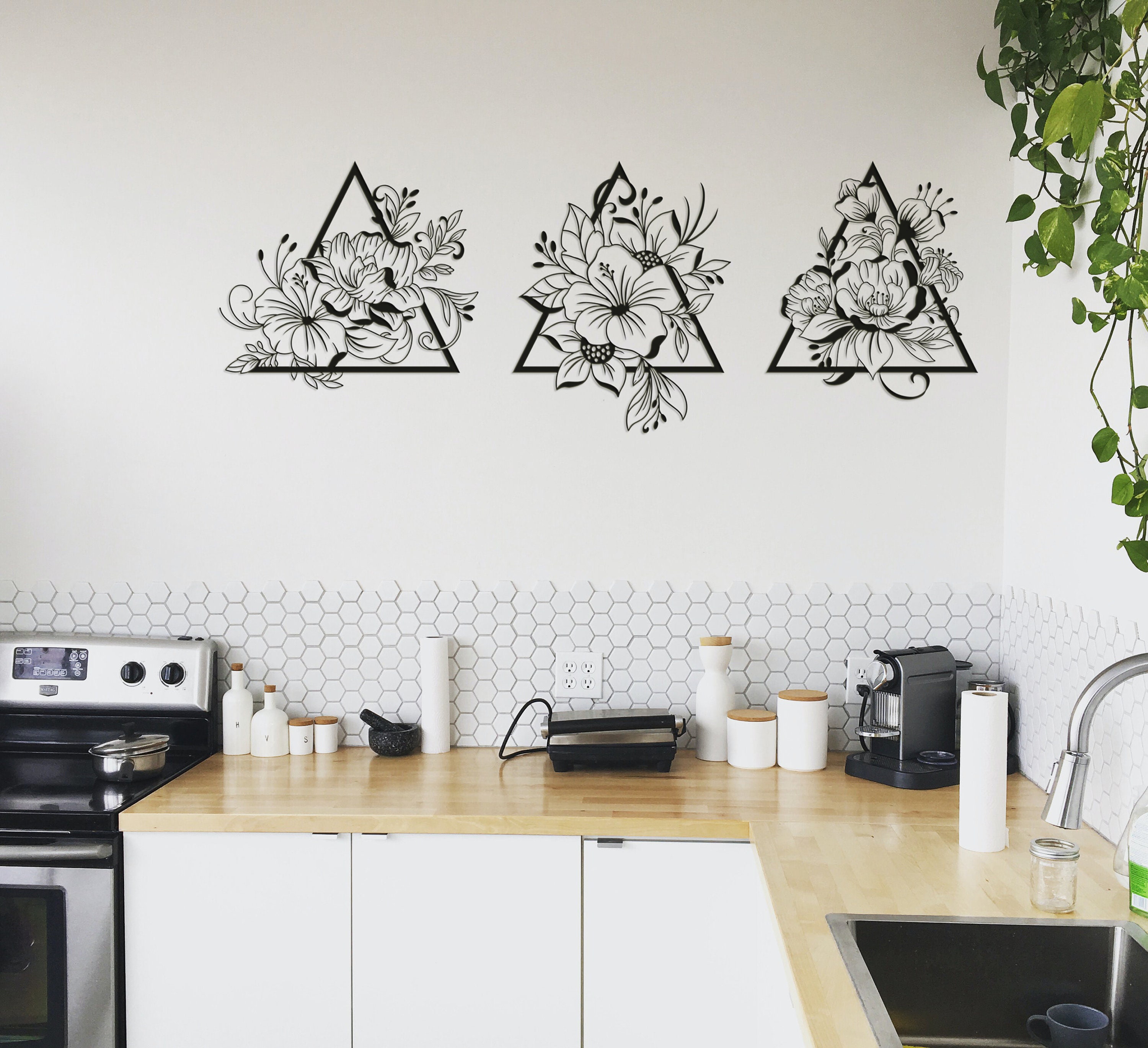 Poppy Metal Wall Art Lily Metal Wall Art 3 Set of Living - Etsy