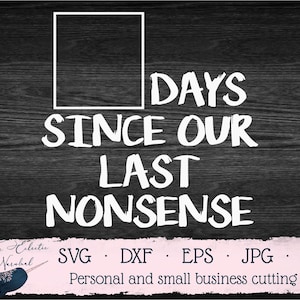 Days Without Nonsense Sign - Etsy UK