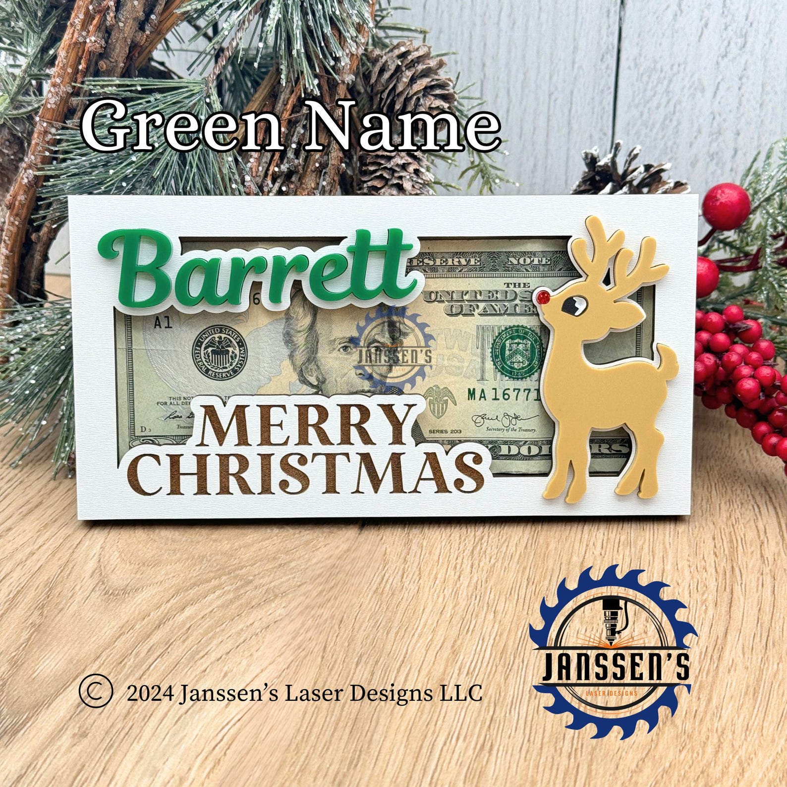 Personalized Reindeer Money Holder, Christmas Money Gift Holder ...