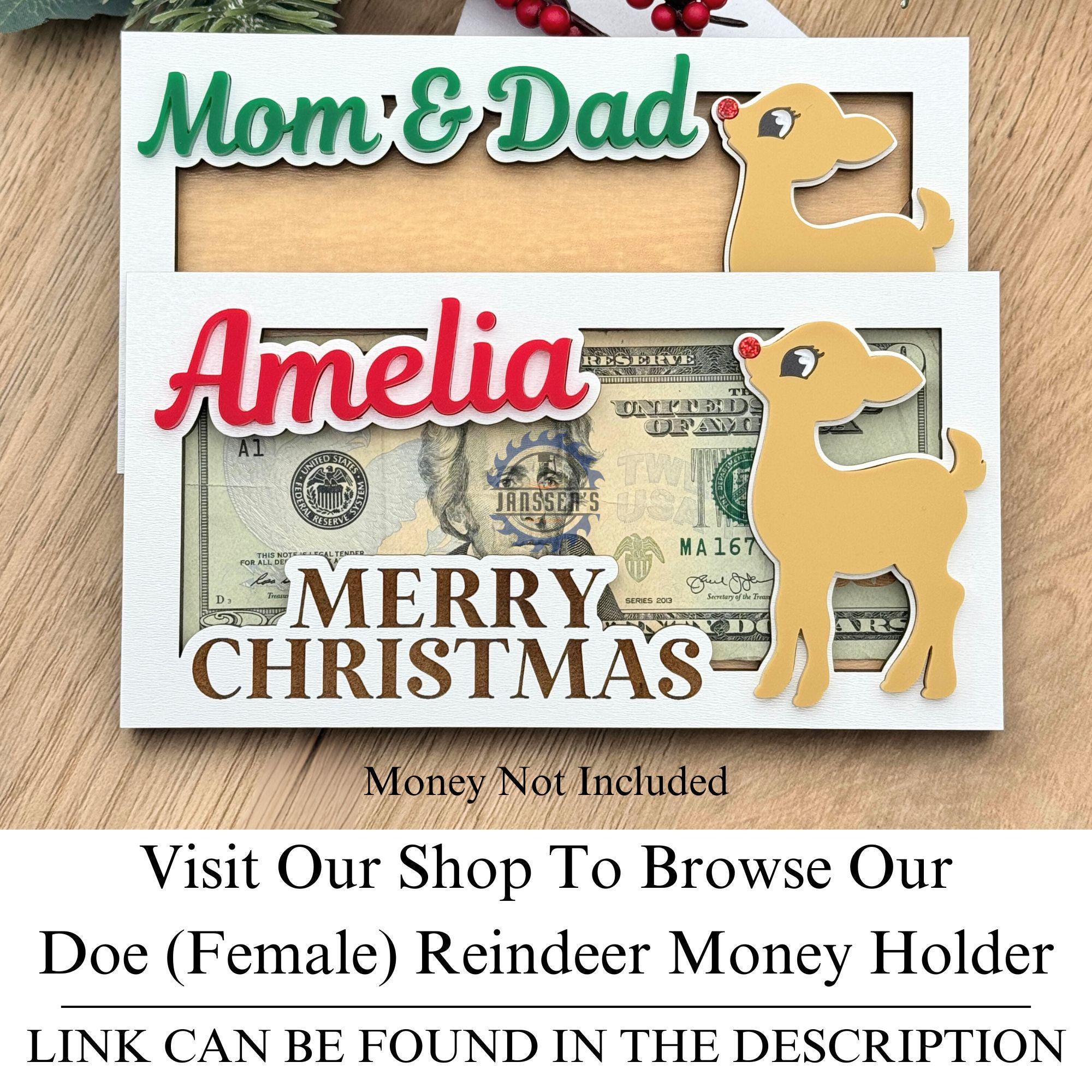 Personalized Reindeer Money Holder, Christmas Money Gift Holder ...