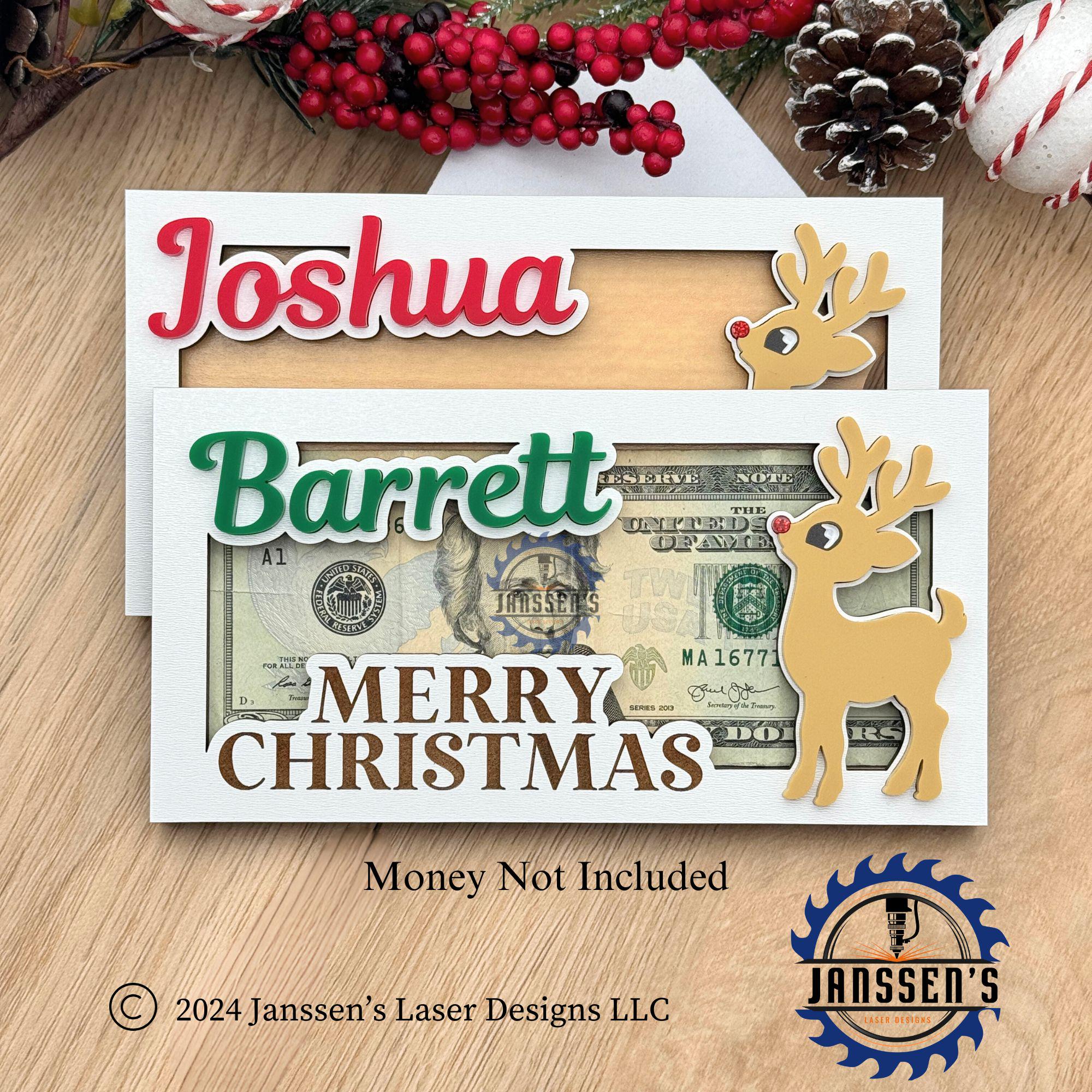 Personalized Reindeer Money Holder, Christmas Money Gift Holder ...