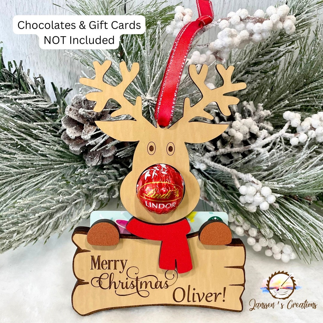 Christmas Gift Card Holder, Reindeer Chocolate Gift Card Ornament ...