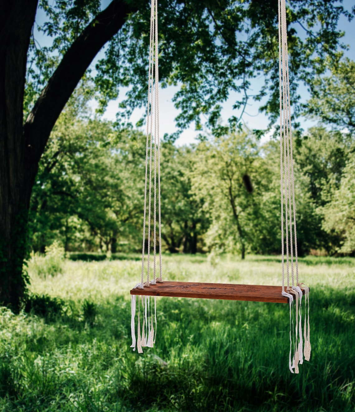Large Rustic Porch Swing. Natural Oak Personalized Seat. | Etsy