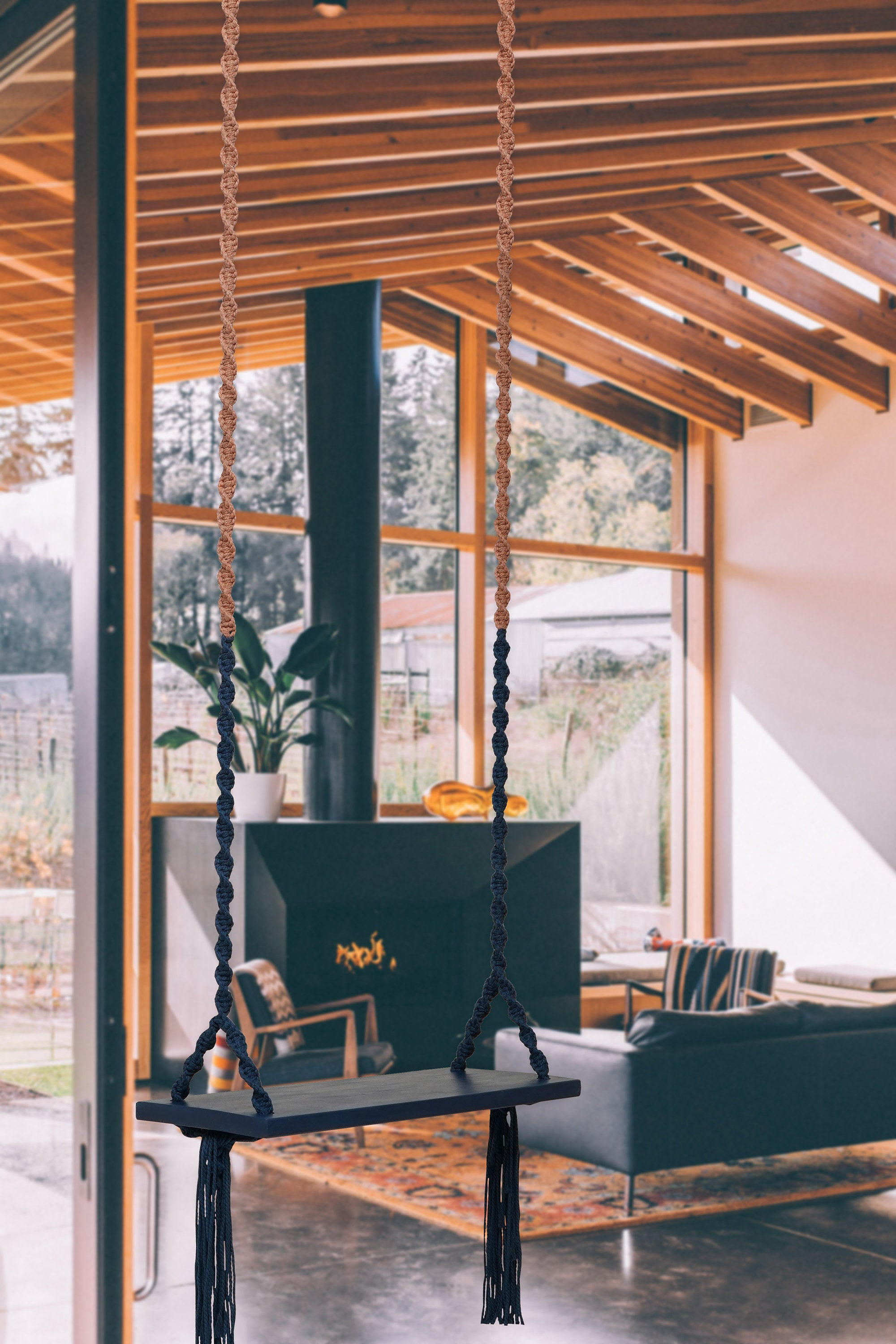 Wooden Indoor Swing for Adults and Kids With Wide Comfortable Seat ...