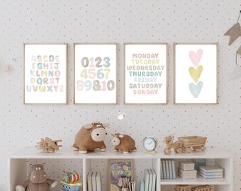 Children's Alphabet and Numbers Bundle | Classroom Wall Art | Printable ...