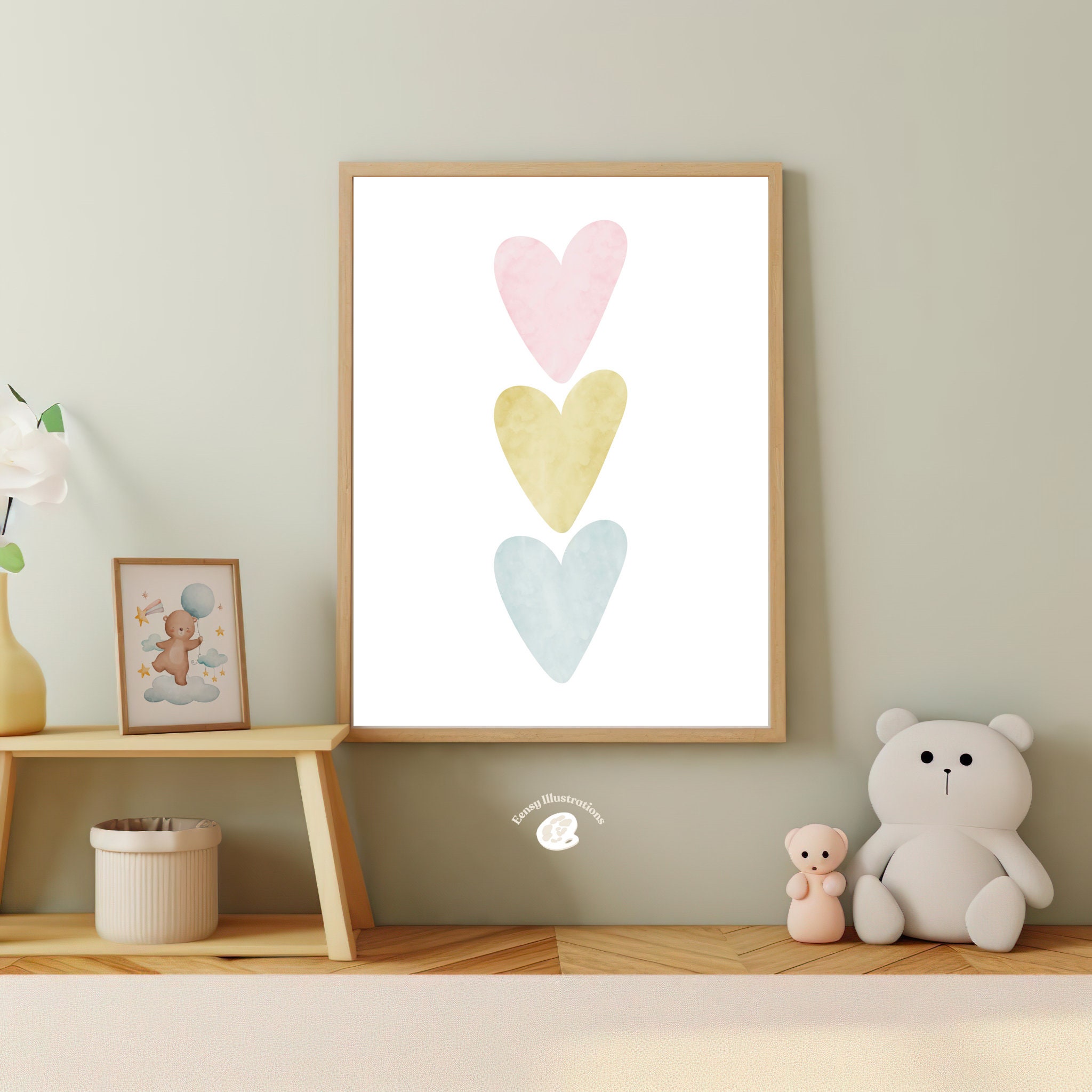 Cute Children's Hearts Print, Classroom Wall Art, Nursery Wall Art ...