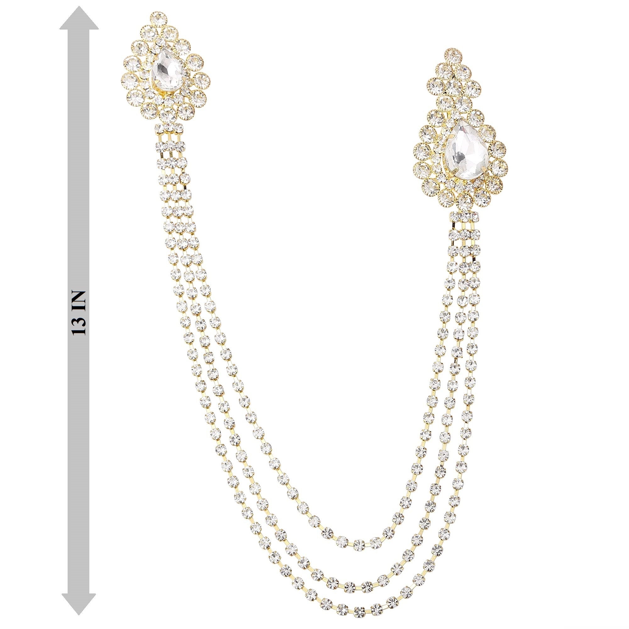 American Diamond Stone Golden Long Brooch for Women Girls Men - Etsy