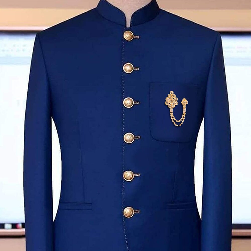 American Diamond Stone Golden Long Brooch for Women Girls Men - Etsy