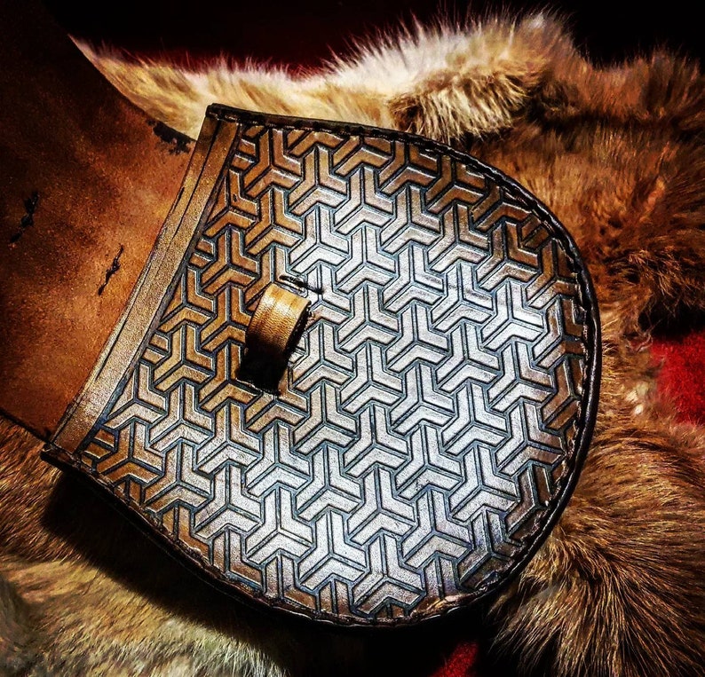 Viking Leather Bag, Birka Type, With Raven Engraving, Unique Piece ...