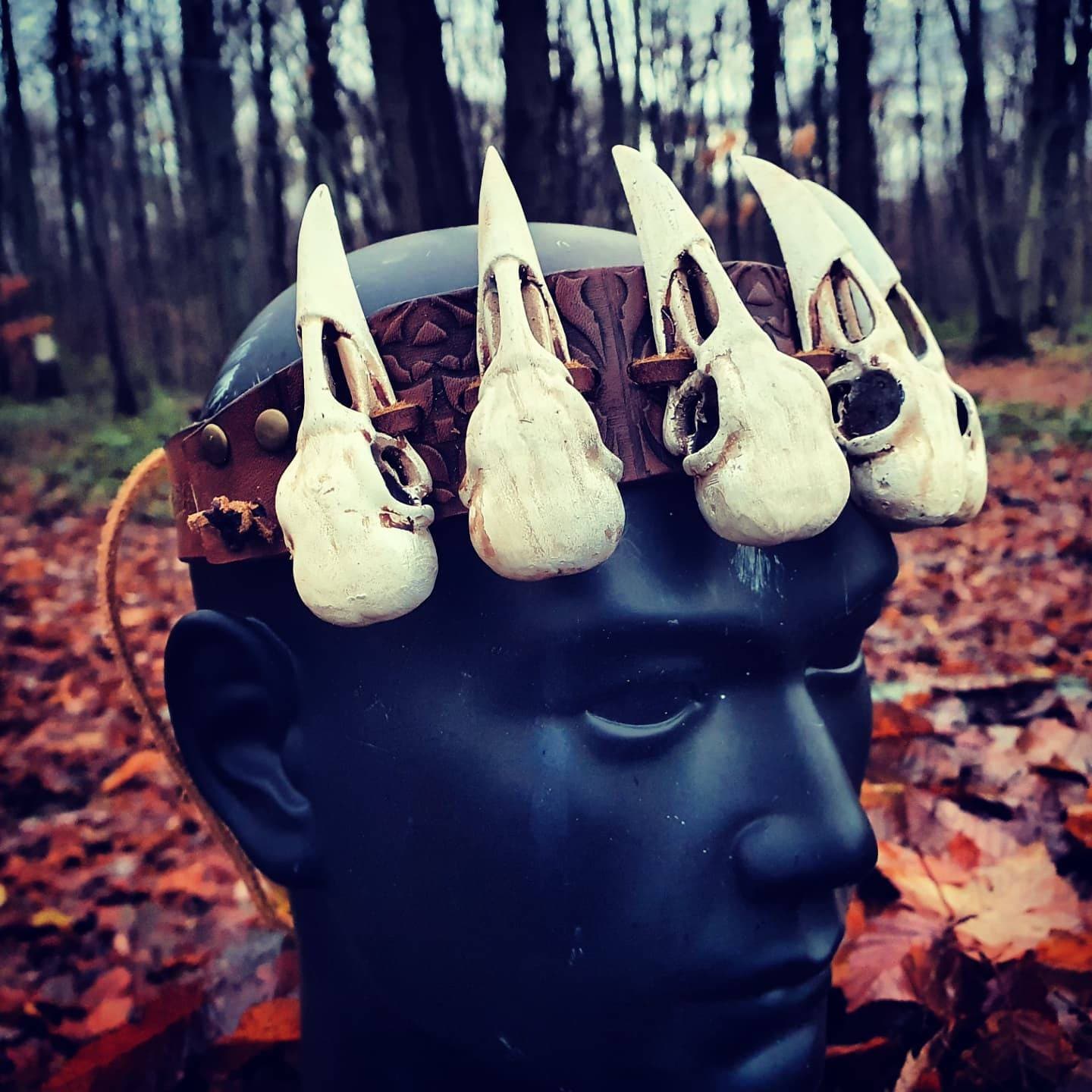 Shamanic Type Raven Skull Crown in Leather and Skull 3d Printed and ...