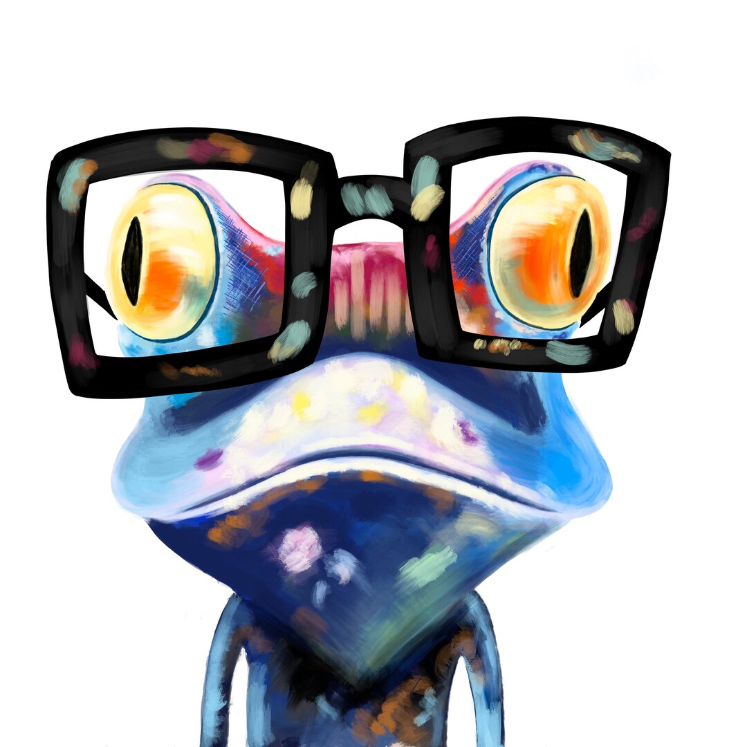 Colourful Gecko - Black Glasses, White Background - DIGITAL DOWNLOAD - Etsy