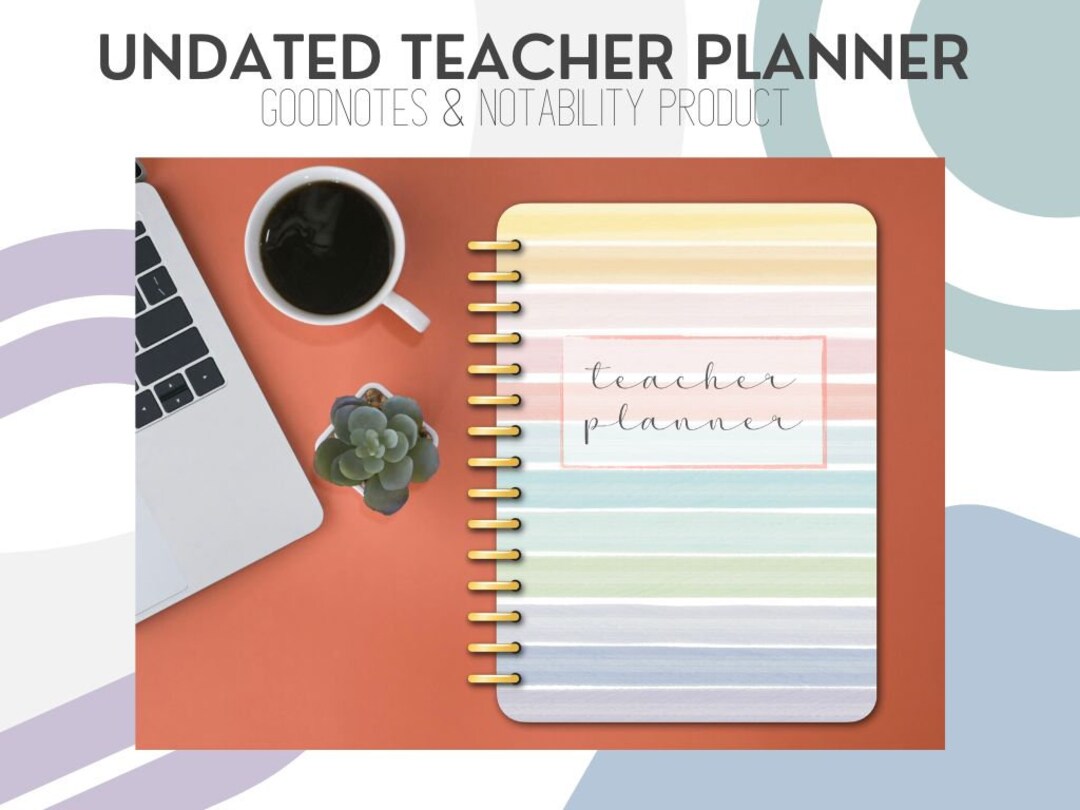GOODNOTES - Teacher Digital Planner, 2 Page Spread, Pastel Watercolour ...