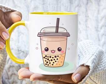 Kawaii Bubble Tea Mug Clipart Boba Drinks Smiley Faces Cute Mug, Kawaii ...