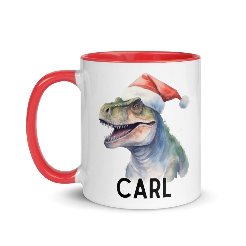 Personalized T Rex Coffee Mug Christmas T Rex Name Mug Funny Dinosaur ...