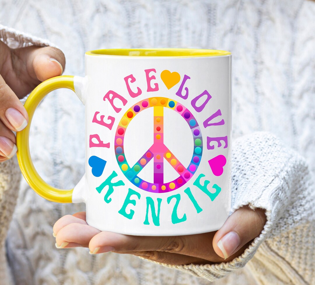 PERSONALIZED Mug With Peace Sign Colorful Peace Love Name Peace Sign ...