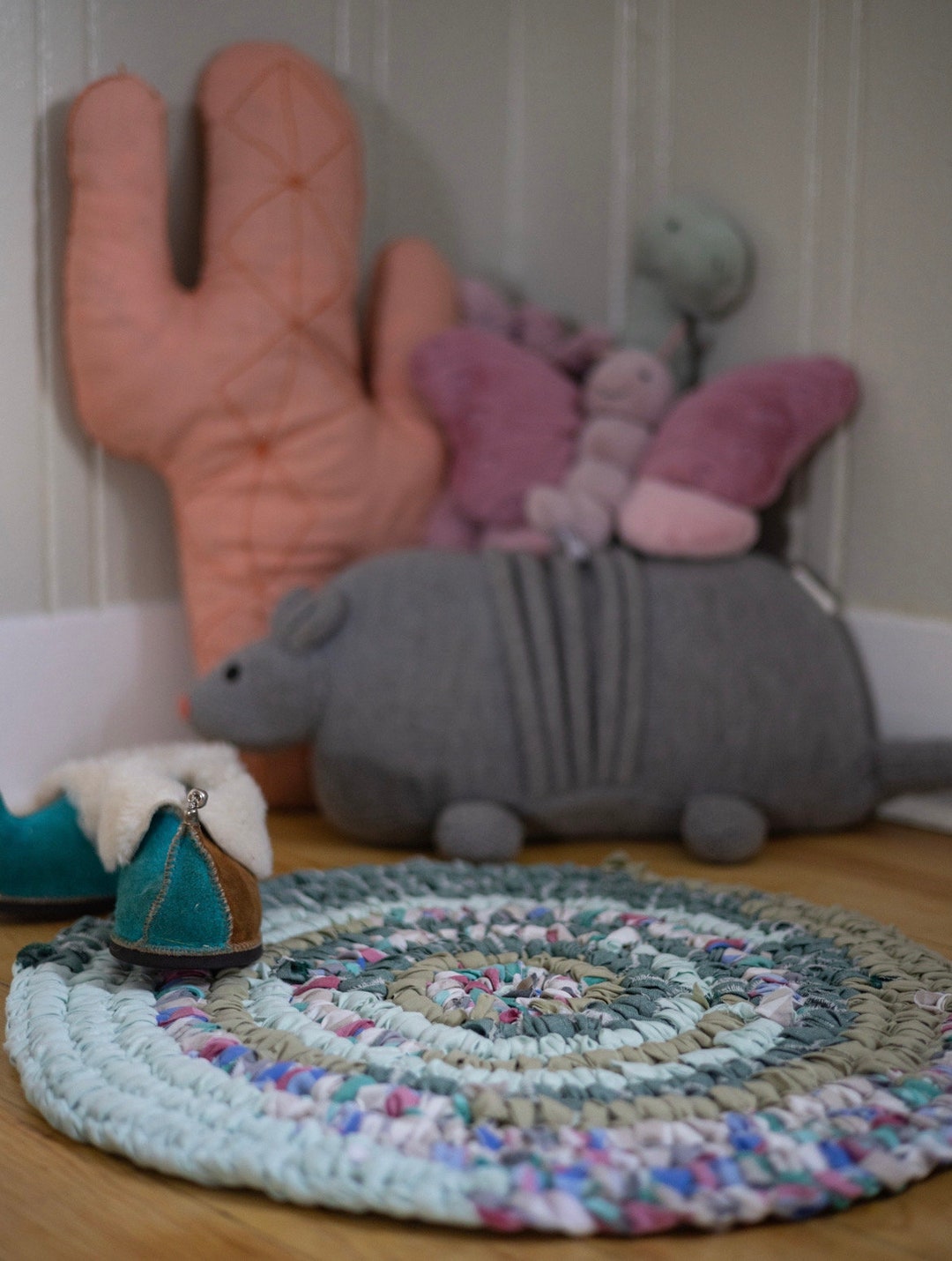 Teal and Multi Colored Rag Rug 9 - Etsy