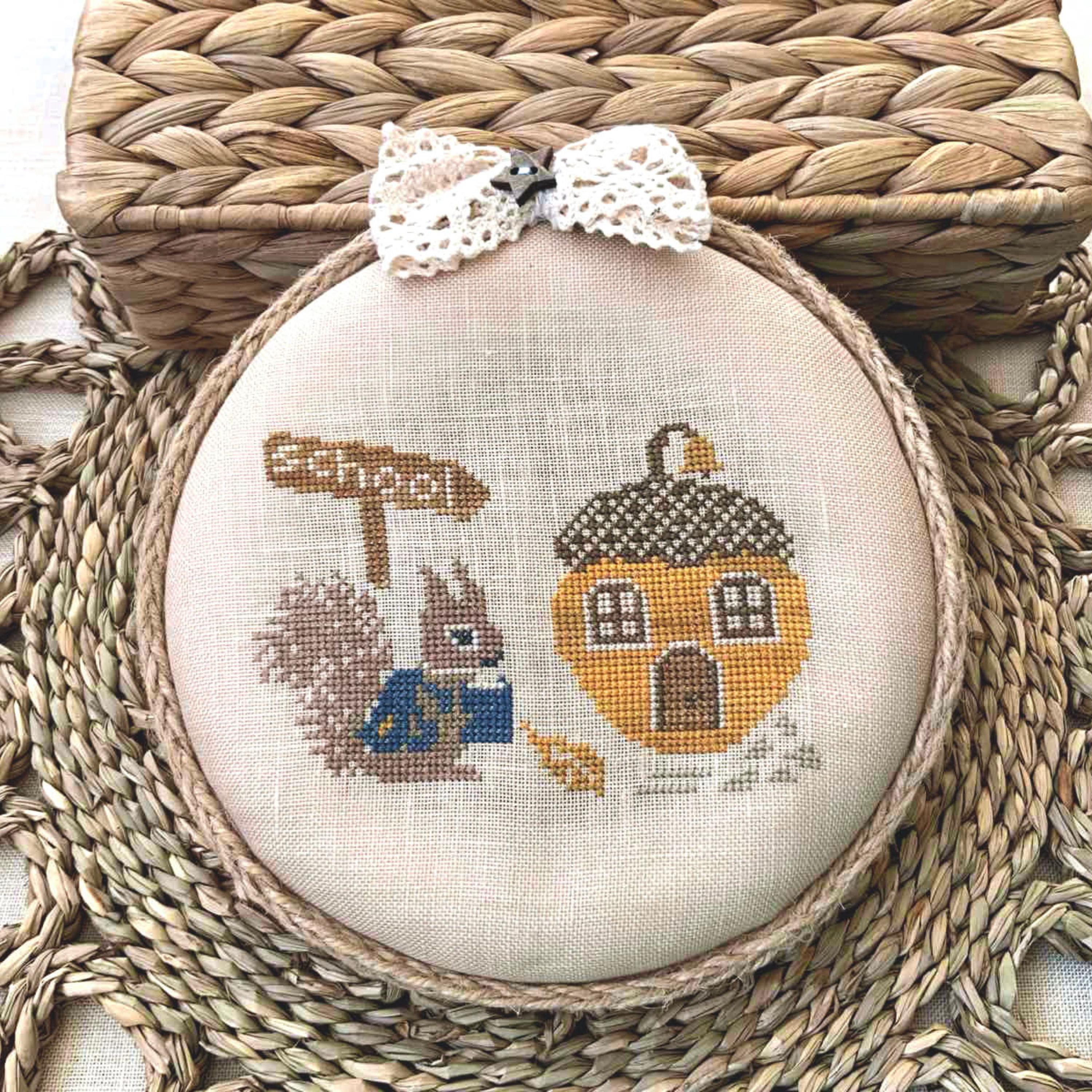 PDF Olde Acorn School Cross Stitch Pattern PDF Primitive Autumn Design ...