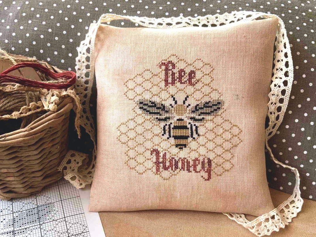 PDF Bee Honey by Needle Treasures Nook Bee Cross Stitch Design Minimalist Primitive Bee Cross ...