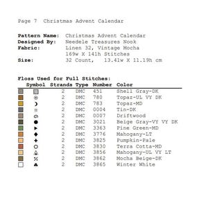PDF Christmas Advent Calendar by Needle Treasures Nook Countdown Chart ...
