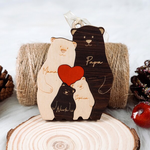 Bear Family Wooden - Etsy