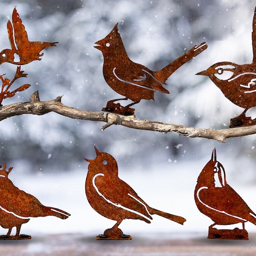 Love Birds Metal Tree Art Metal Bird Garden Steel Rusty Silver - Etsy