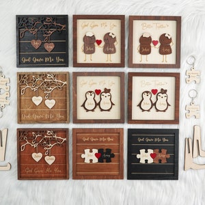 Personalized Penguin Couple Wooden Frame, Couples Sign Cute, Better ...