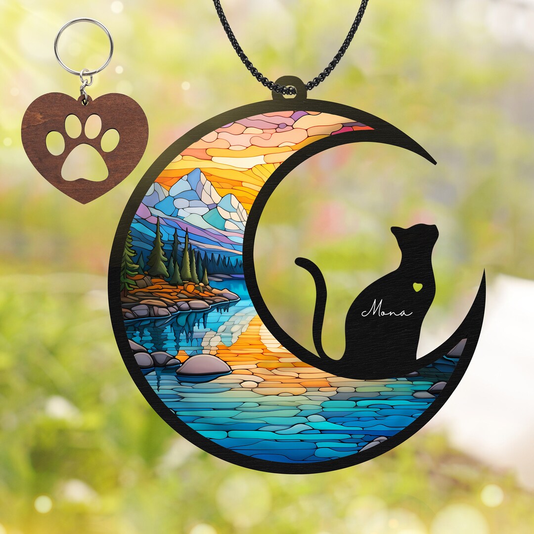 Cat Memorial Suncatcher, Personalized Pet Memorial Ornament, Pet Cat ...