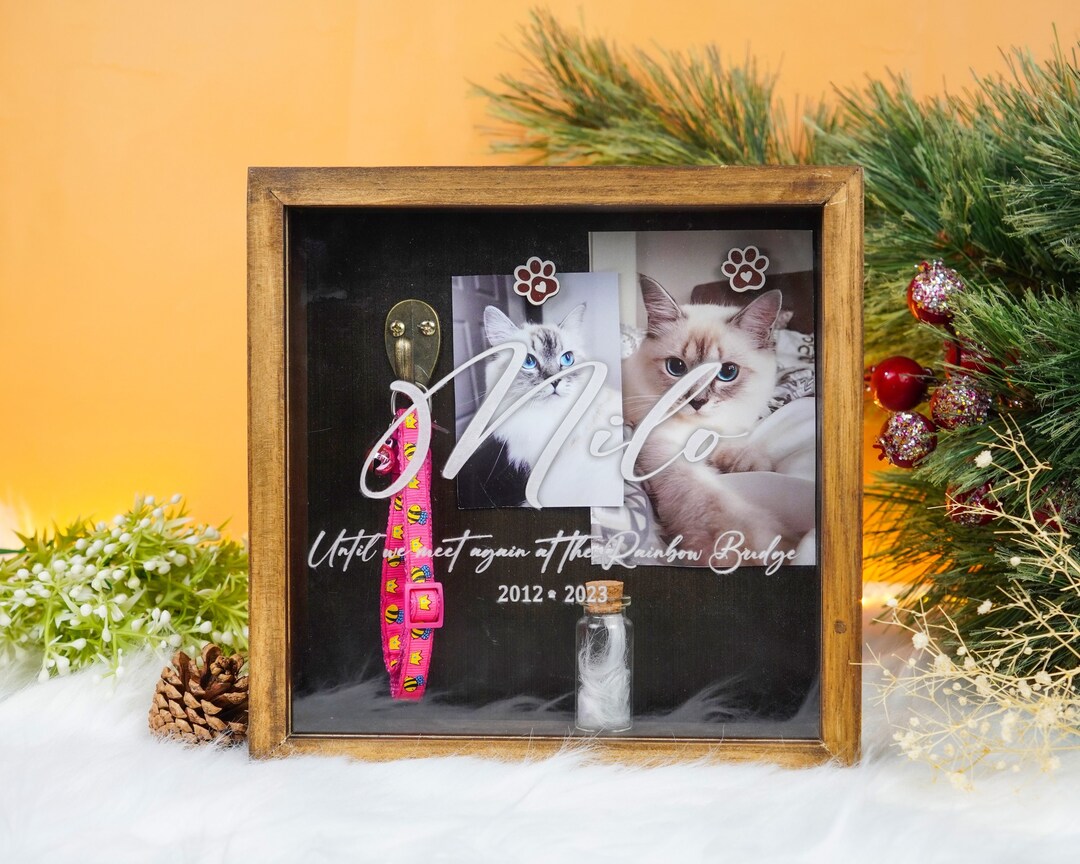 Personalized Pet Memories Keepsake, Cat Shadow Box, Pet Loss Sympathy ...