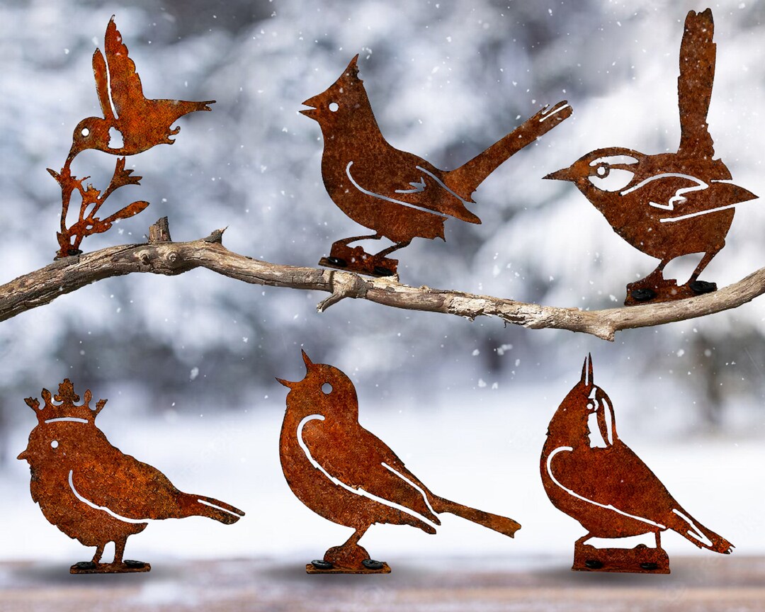 Rusty Metal Bird Art Decor , Bird Garden Gift , Rustic Garden Bird ...
