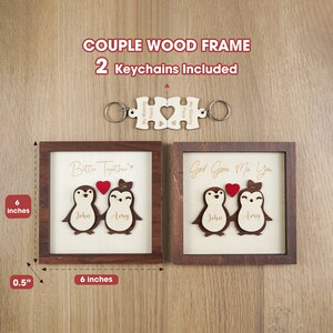 Personalized Penguin Couple Wooden Frame, Couples Sign Cute, Better ...