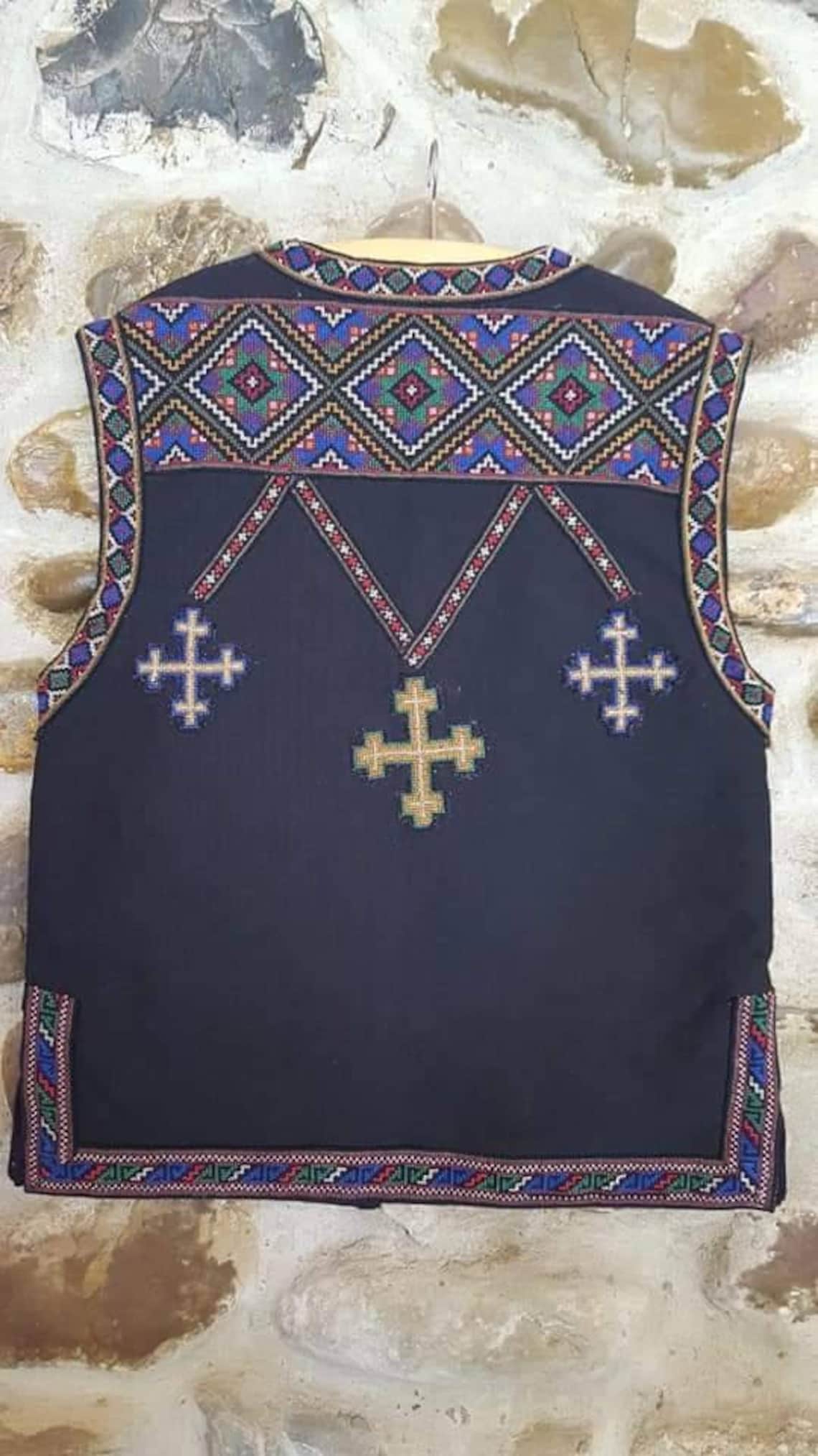 Handmade Vest, Cross Stitch, Georgian Traditional Khevsurian Embroidery ...