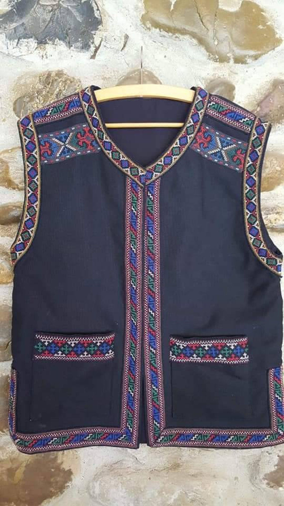 Handmade Vest, Cross Stitch, Georgian Traditional Khevsurian Embroidery ...