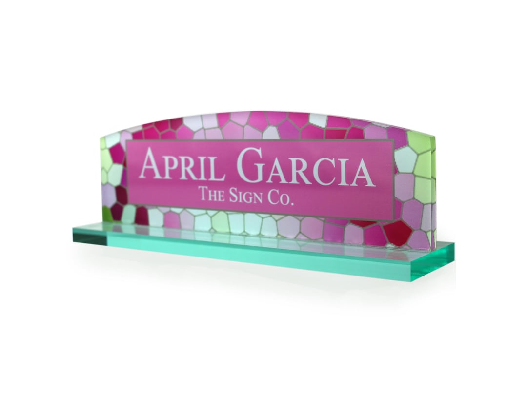 Office Desk Name Plate Custom Name Plates Made From Glass-like Acrylic ...
