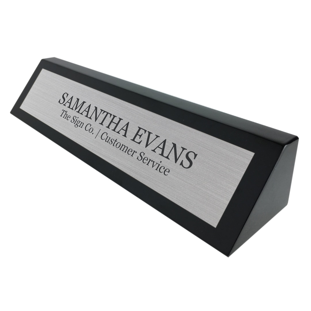 Personalized Business Custom Desk Name Plate With Black Piano Finish ...