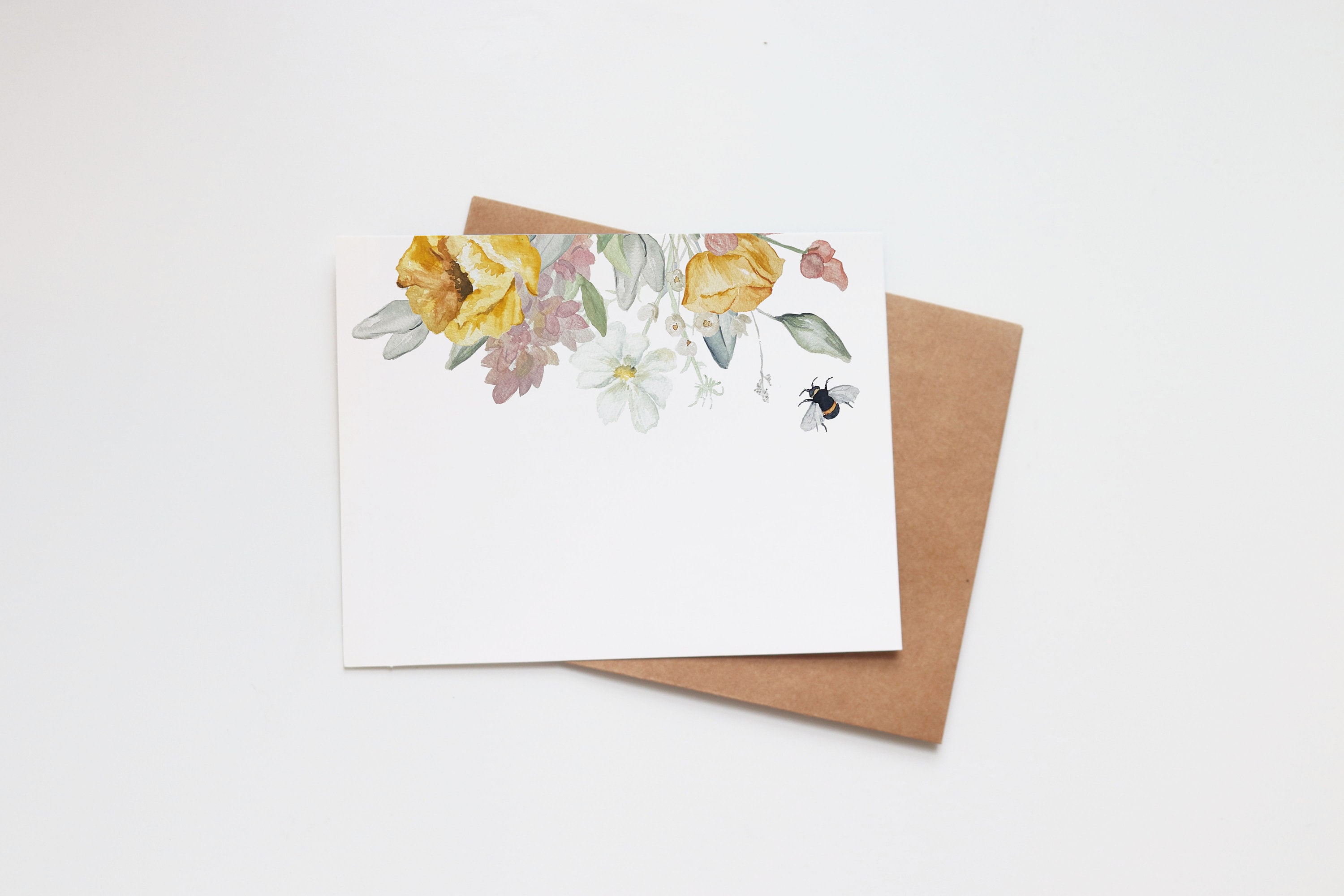 Blank Floral Greeting Card | Watercolor Blank Note Cards | Flowers ...