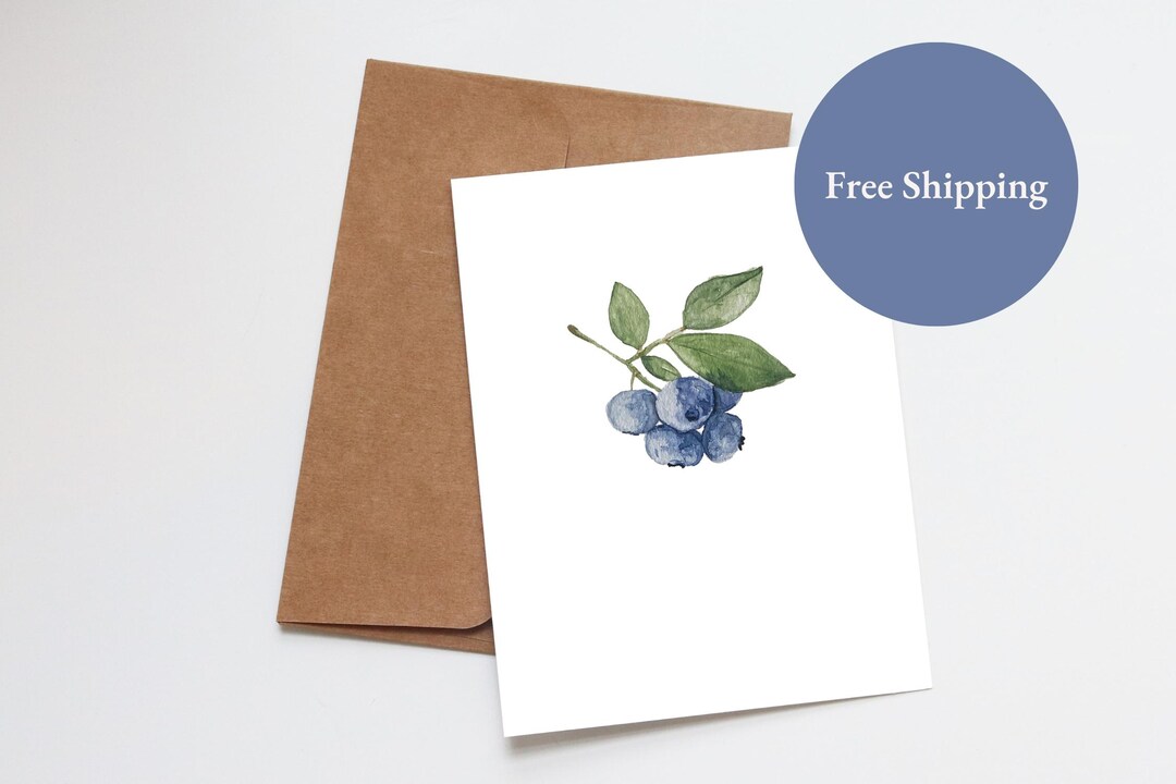 Watercolor Blueberry Greeting Card - Ideal for All Occasions - Etsy