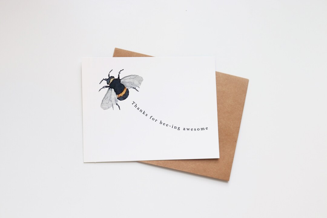 Bee Thank You Card: Teacher Appreciation Watercolor Design - Etsy