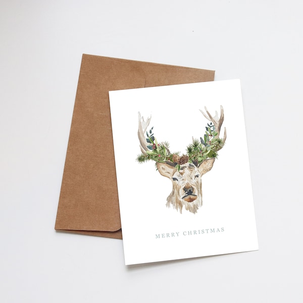 Deer Christmas Card - Etsy