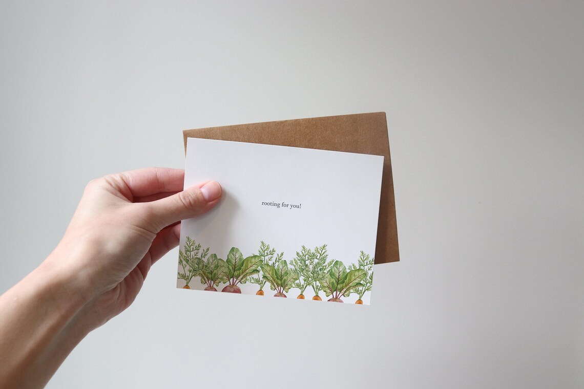 Rooting for You Watercolour Greeting Card - Gardening Encouragement - Etsy