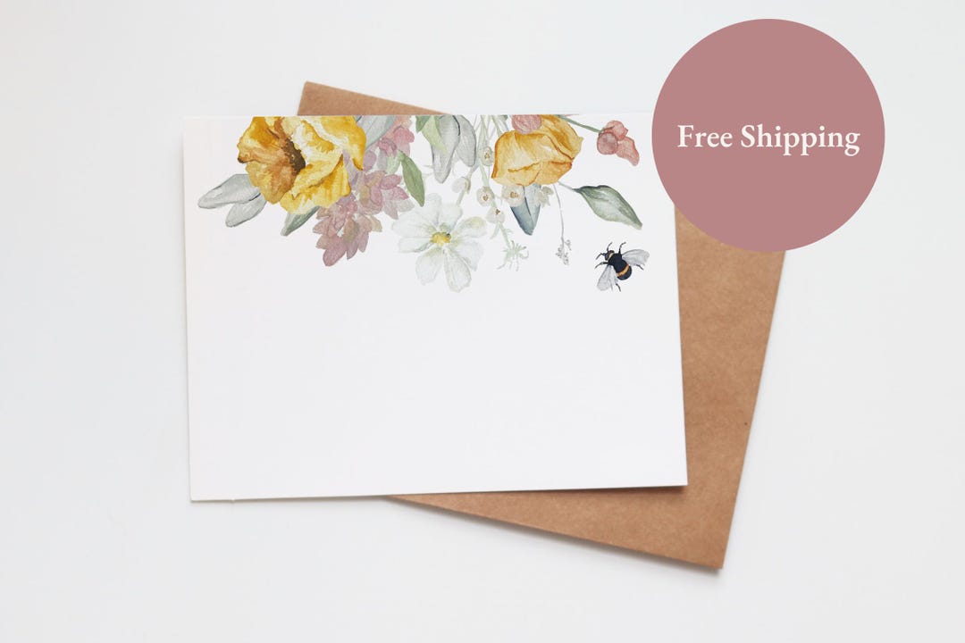 Blank Floral Greeting Card | Watercolor Blank Note Cards | Flowers ...